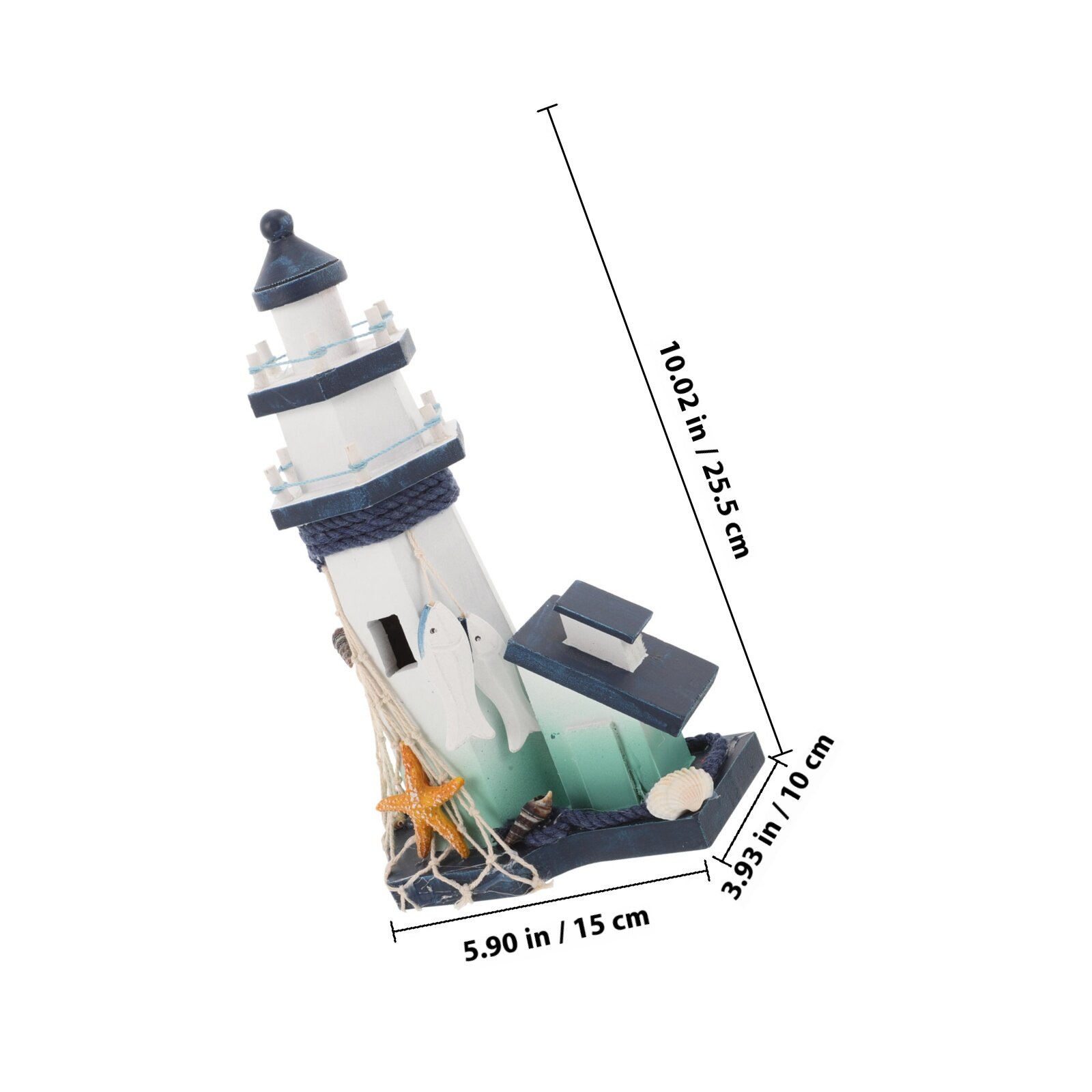 Деревянный Маяк В Стиле Морской Декор Аксессуар Для Стола Размер 25.50X15.00X10.00Cm
