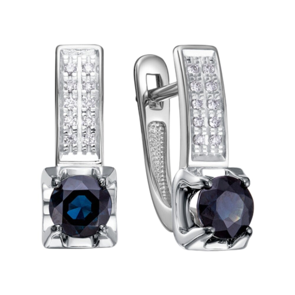 Серьги золото, 585 проба, сапфир