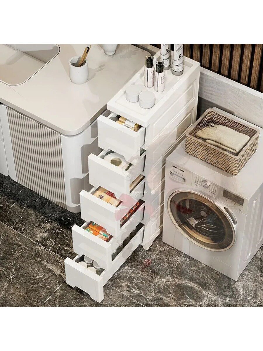 Комод с 5 ящиками, 18х30x80 см, пластиковый, в разобранном виде