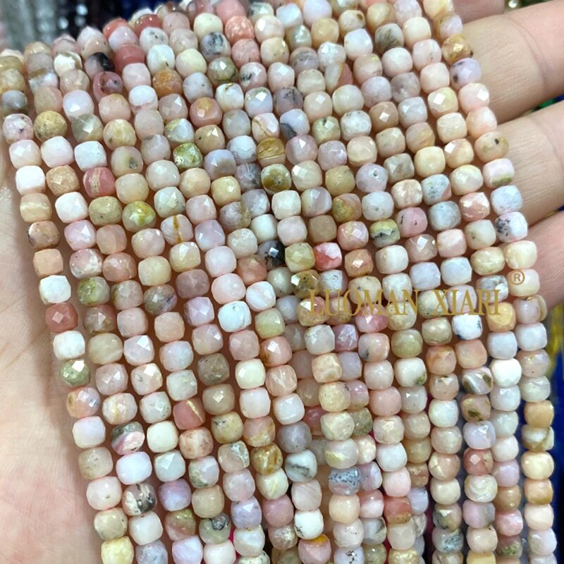Натуральные каменные бусины LUOMAN XIARI 4-5 мм Бежевый, 4-5mm 80-82pcs, pink opal A