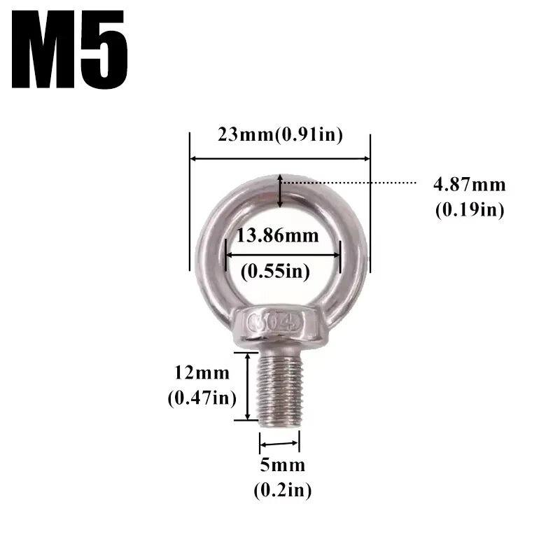 Кольца-болты из нержавеющей стали M4 M5 M6 M8 5pcs, M5