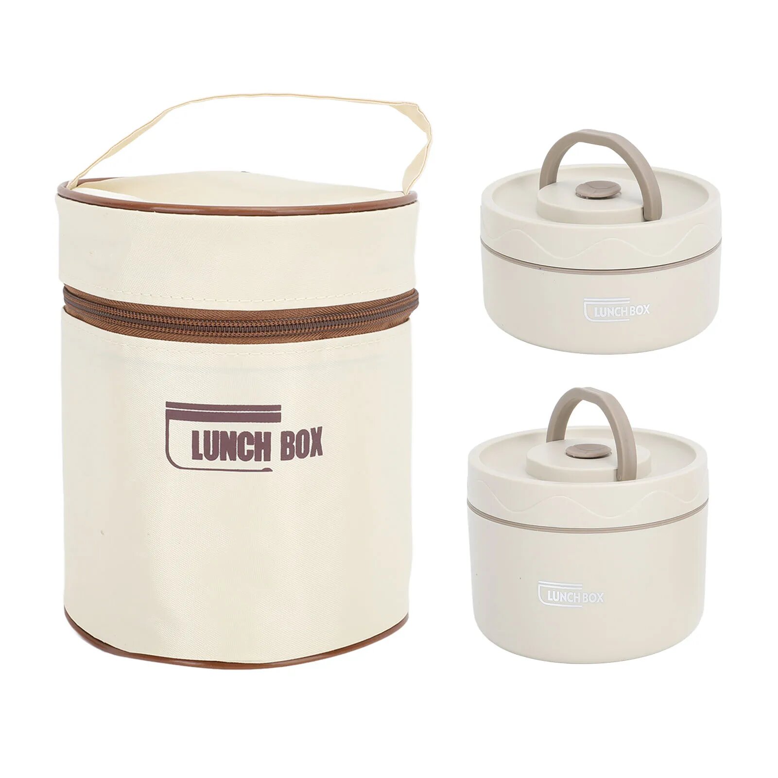 Термобокс Qiilu круглой формы из нержавеющей стали Beige 2Pcs