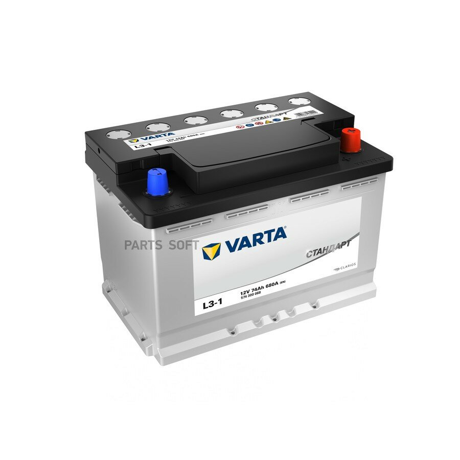 Аккумулятор VARTA стандарт 74 А Ч обратная EN680 А от официального дистрибьютора, VARTA, артикул 574300068