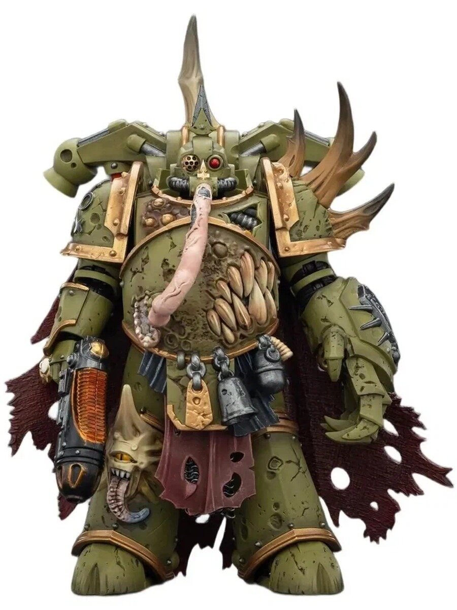 Подвижная фигурка Warhammer Death Guard Plague Marine Champion с плазменным пистолетом и силовым кулаком, 1 шт