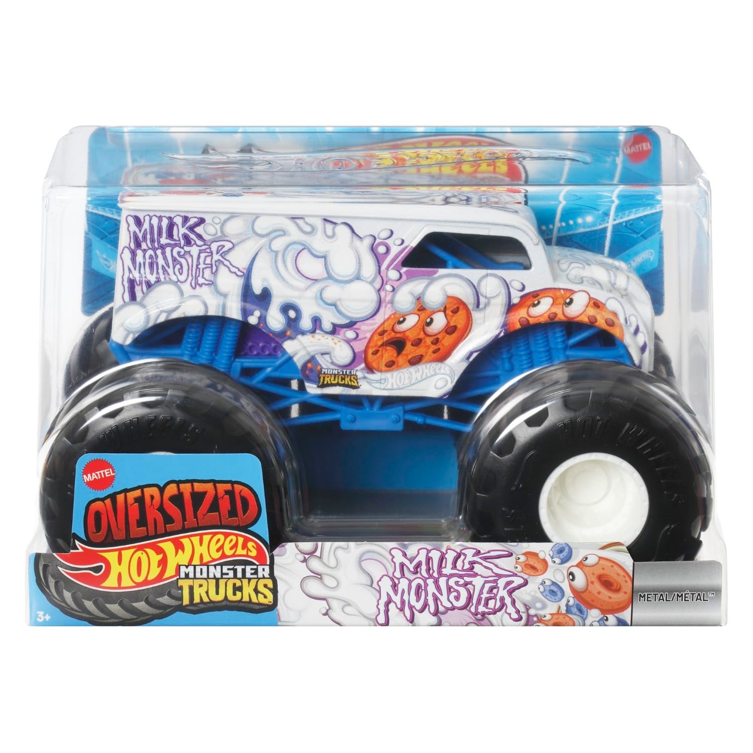 Игрушечная машинка Hot Wheels Monster Trucks Milk Monster, белый, масштаб 1:24