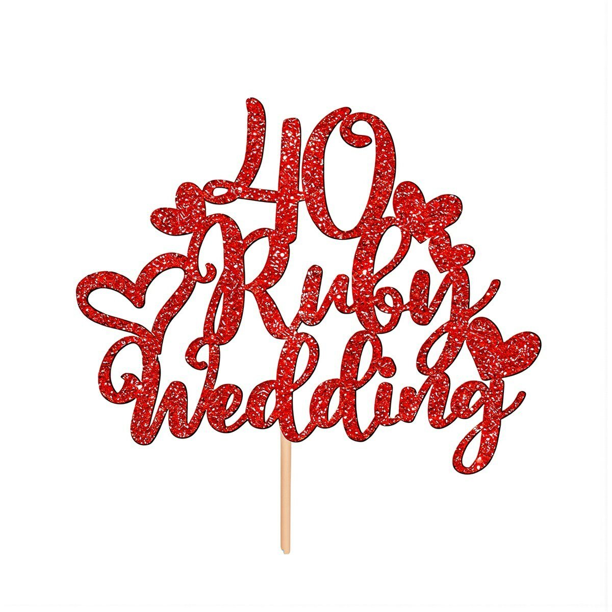 Топпер для торта 25 лет серебряная свадьба серебряный блестящий декор для свадебной годовщины праздничного торта на домашнее мероприятие, 40 лет рубиновая свадьба