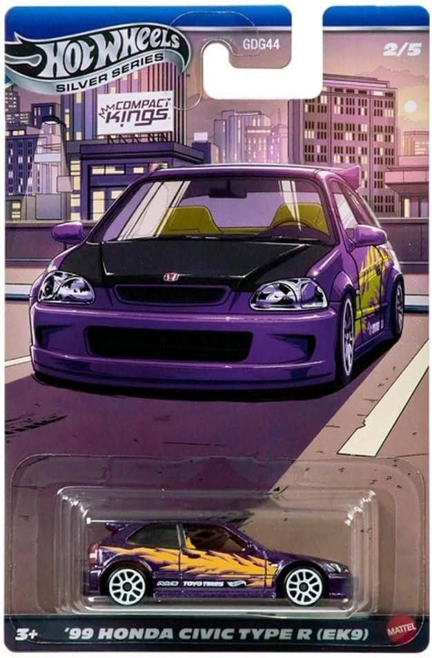 Игрушечная машинка Hot Wheels Silver Series Compact Kings 1999 Honda Civic Type R EK9 JKX57, масштаб 1:64