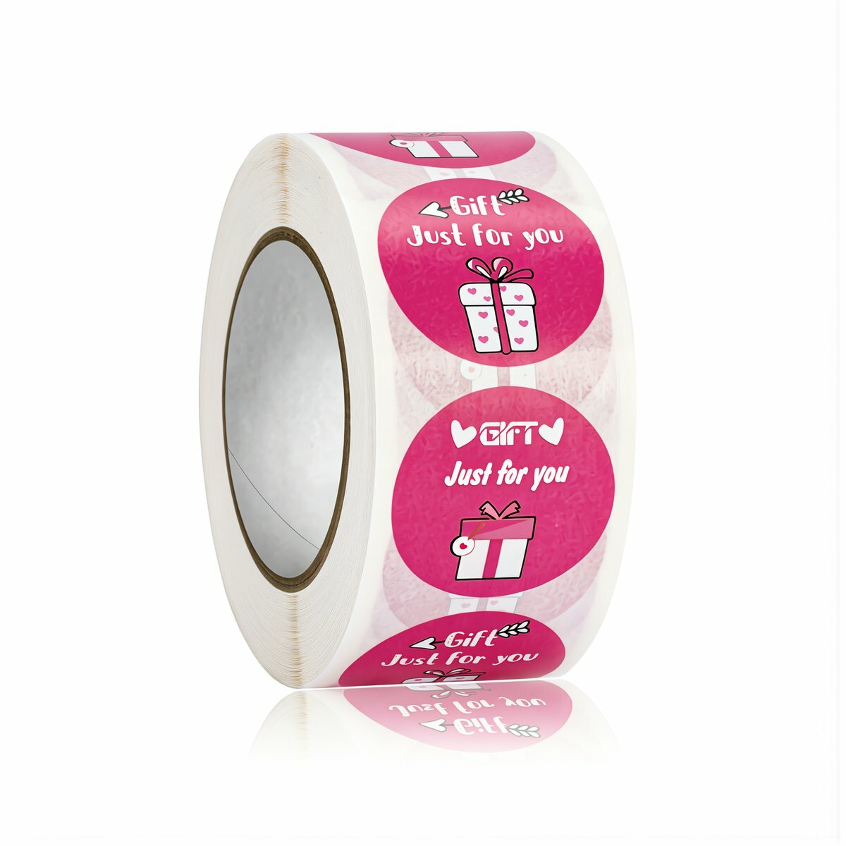 Подарочные самоклеящиеся наклейки 500 штук круглые с надписью GIFT Just for you диаметром 2.5 см упакованы в рулон для удобного хранения, HA018