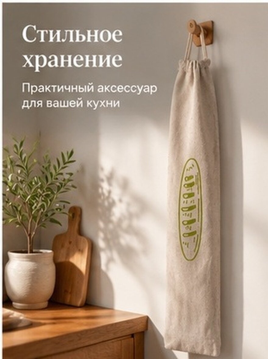 2 Шт Универсальный Хлопковый Мешочек Для Хранения Хлеба 67X15X0 5Cm