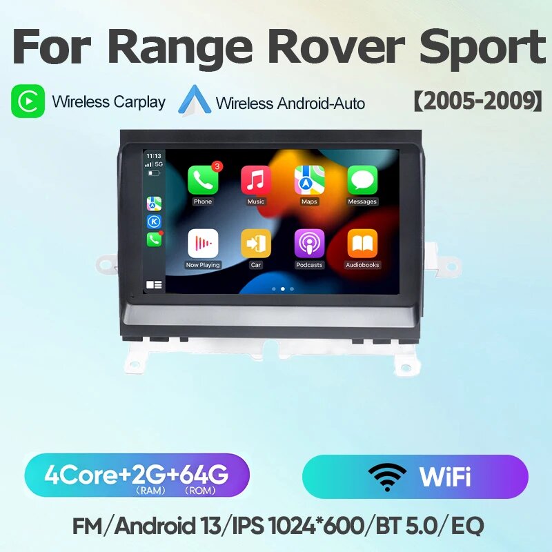 Автомагнитола Android 13 для Land Rover Discovery 3 и Range Rover 2004-2009, 4Core 2G 64G