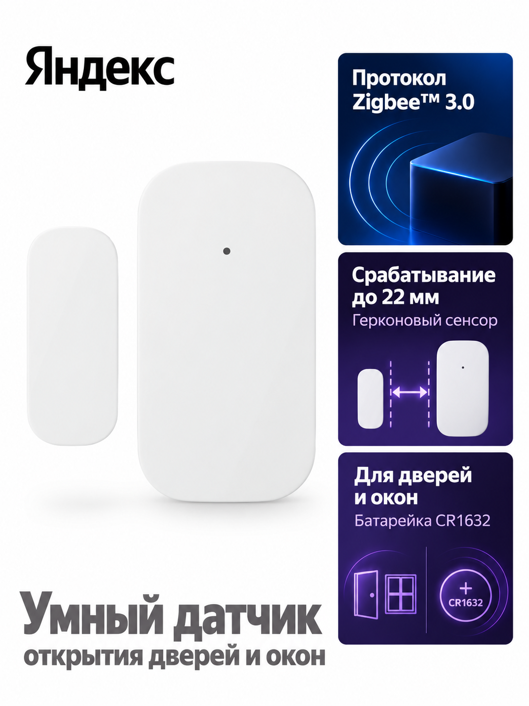 Датчик открытия двери/окна Yandex с Zigbee YNDX-00520