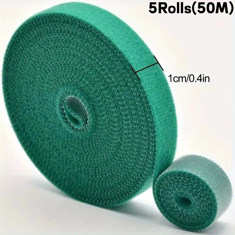 Многоразовые зелёные нейлоновые стяжки для растений 10 м 5Rolls(50M)