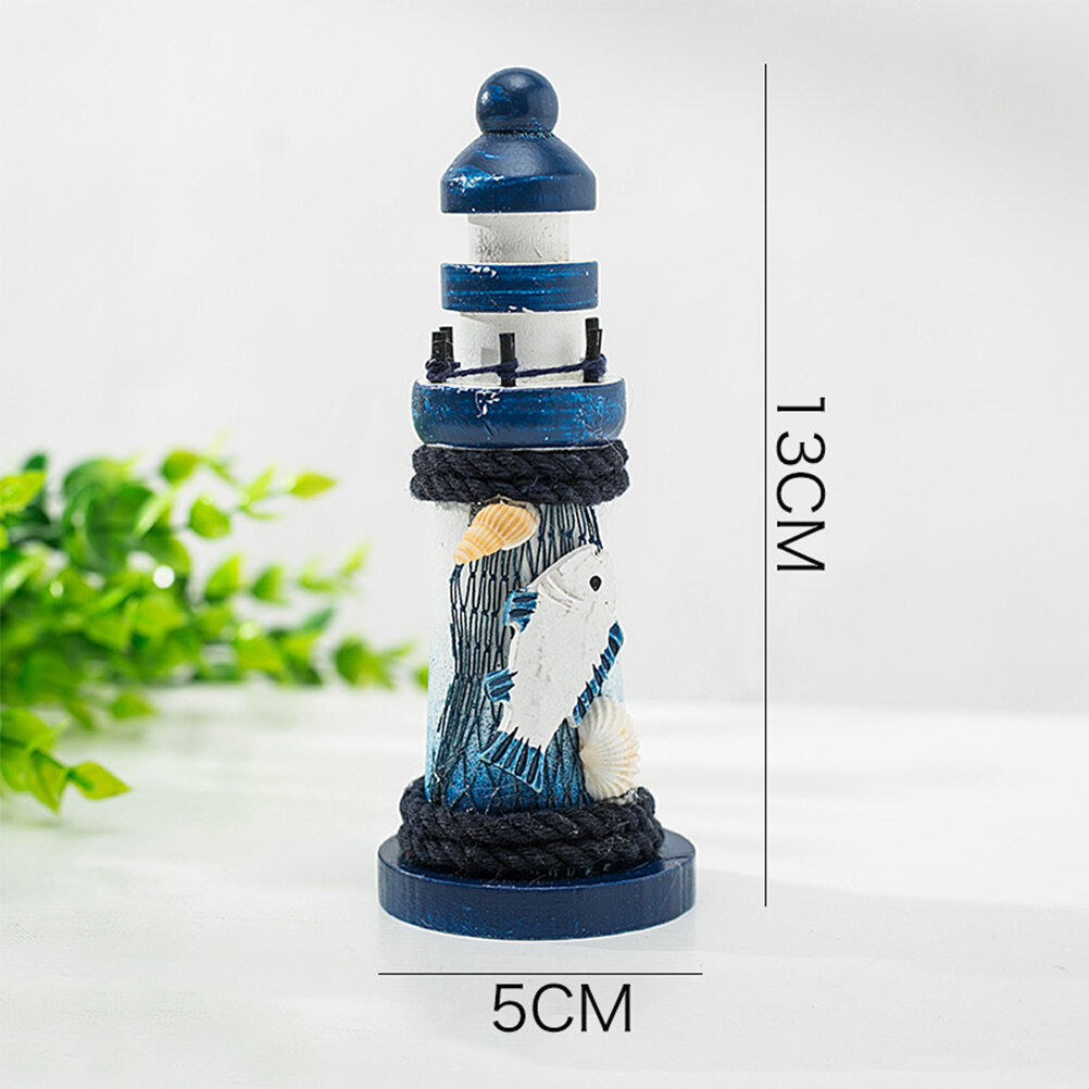 Скульптура Маяк В Стиле Средиземноморья Из Дерева 1 Шт 13x5Cm Для Украшения Дома В Морском Стиле