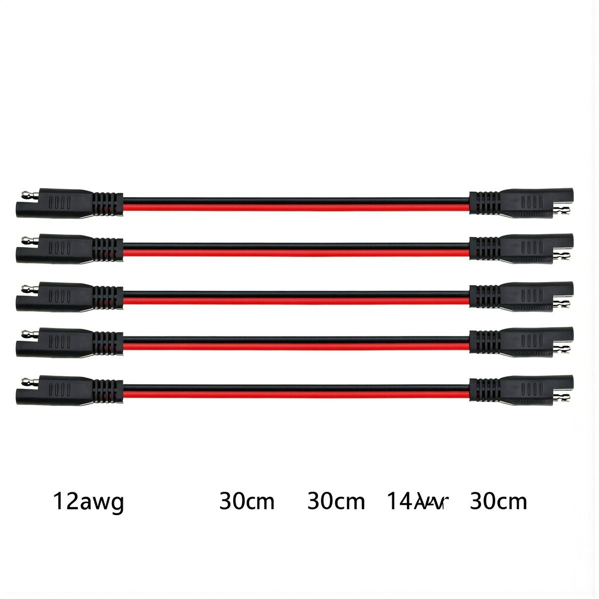 Кабель 30 см быстросъемный SAE 12awg двусторонний для подключения аккумуляторов солнечных панелей из бескислородной меди с ПВХ изоляцией
