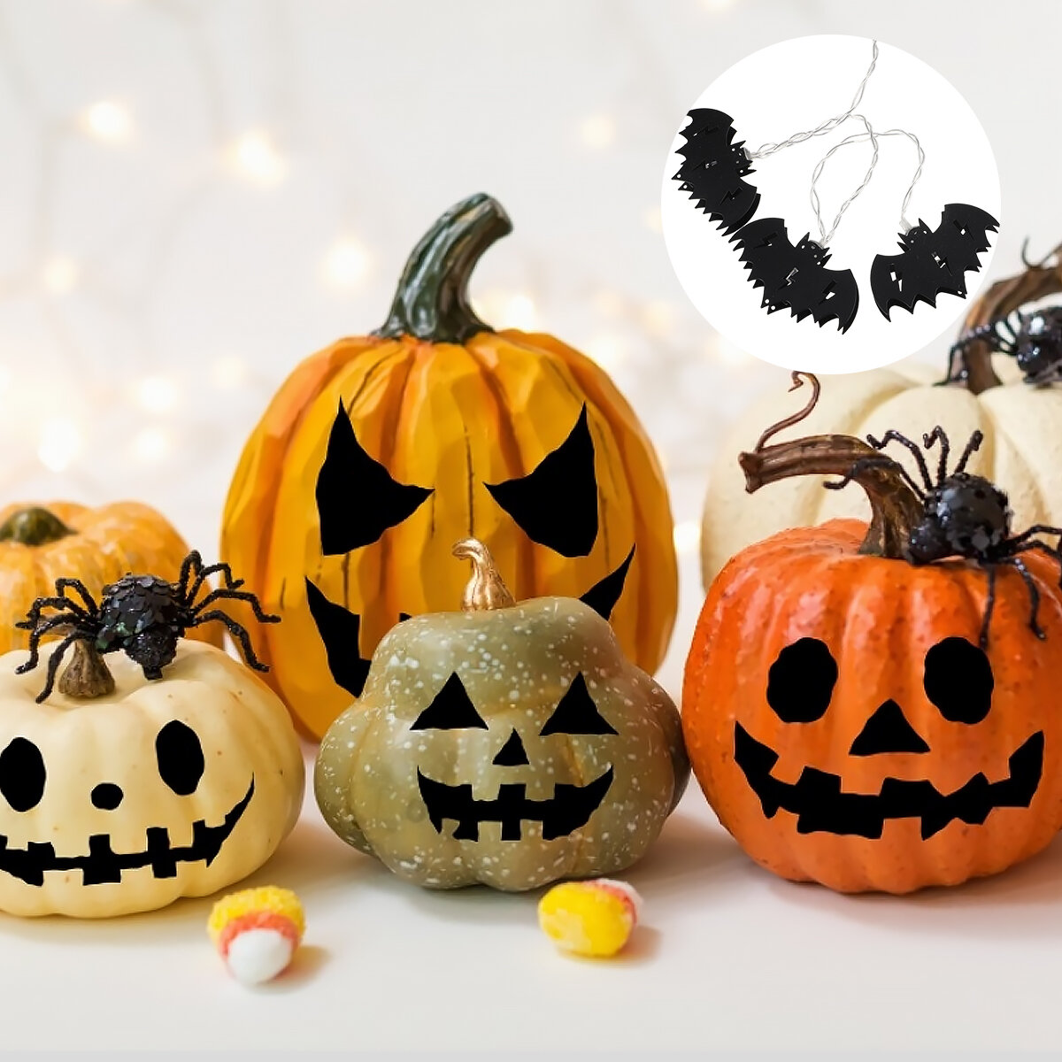 Halloween Настенный Гирлянда 10 Светодиодов Черный Бат Гирлянда 200x7x1 Cm