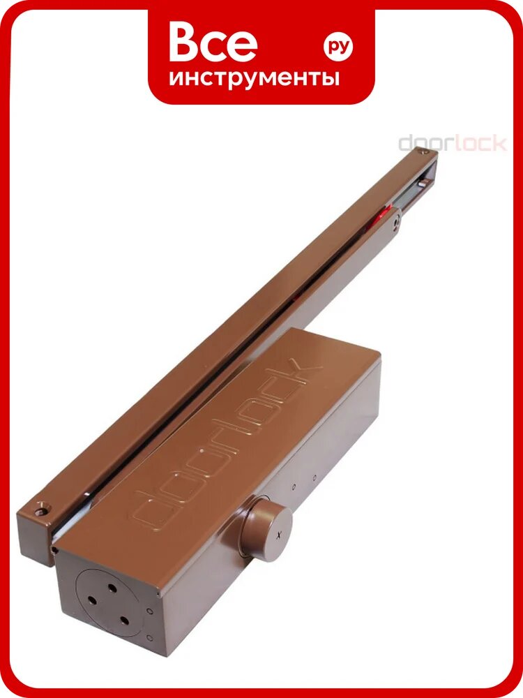 Доводчик Doorlock DL345S/N BC DA HO EN1-4 со скользящей тягой коричневый, с регулируемыми функциями тормоза открывания и задержки закрывания 75584