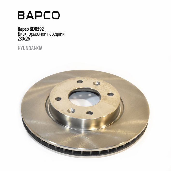 Диск тормозной передний BAPCO BD0592 на HYUNDAI Elantra 00-, Sonata 01- / KIA Magentis, Optima 01- ; DF4710, 51712-3D300 (280х26)