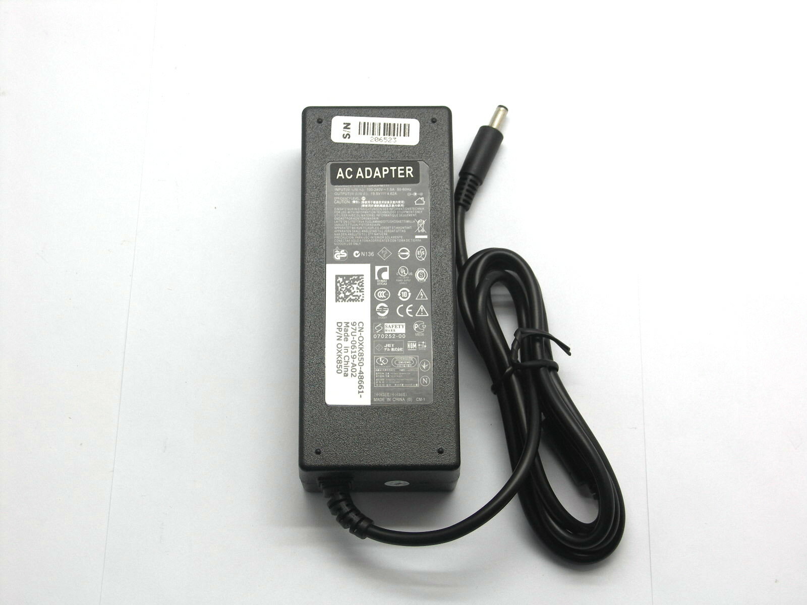Блок питания для Dell 19,5V/4,62A 85W, разъем 4,5x3 с иглой, с кабелем в розетку, ADP-DE-37