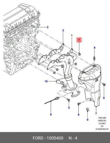 Гайка, M10 (крепления выпускного коллектора, MOQ25) ORG