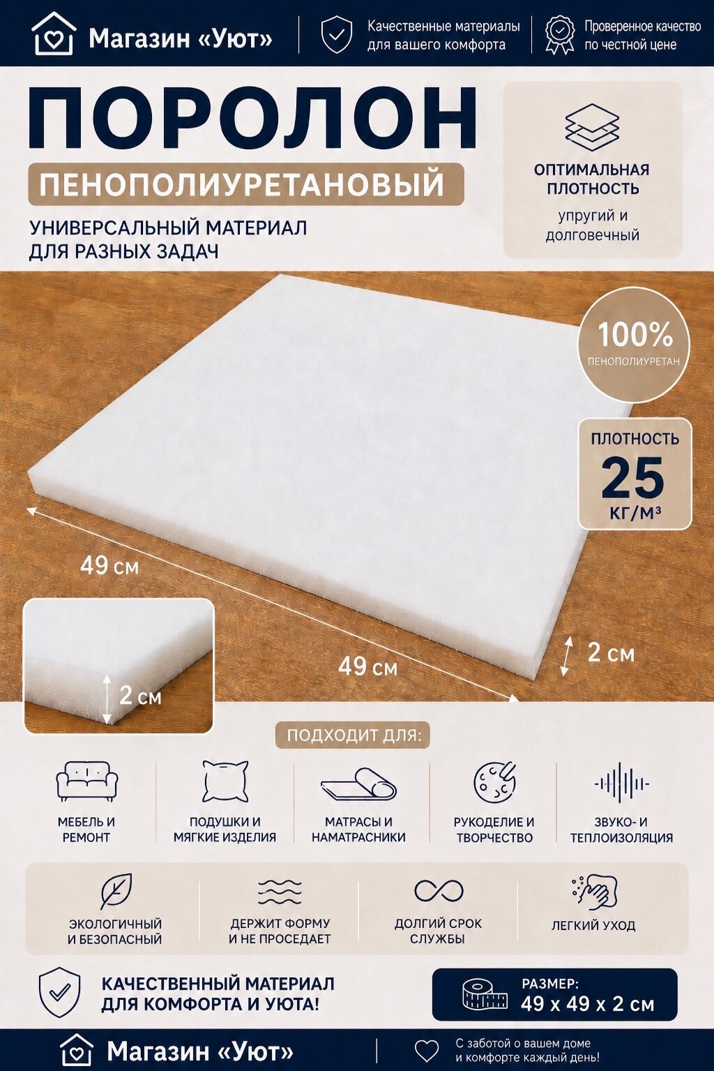 Поролон ППУ 2см