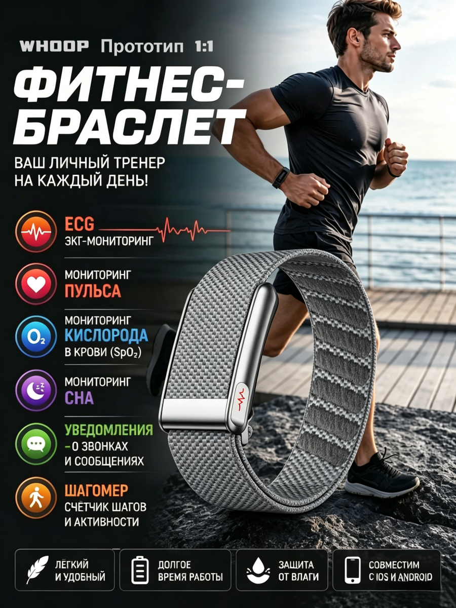 Умный браслет без экрана, высокого качества, с ЭКГ, мониторингом давления и сна, NFC