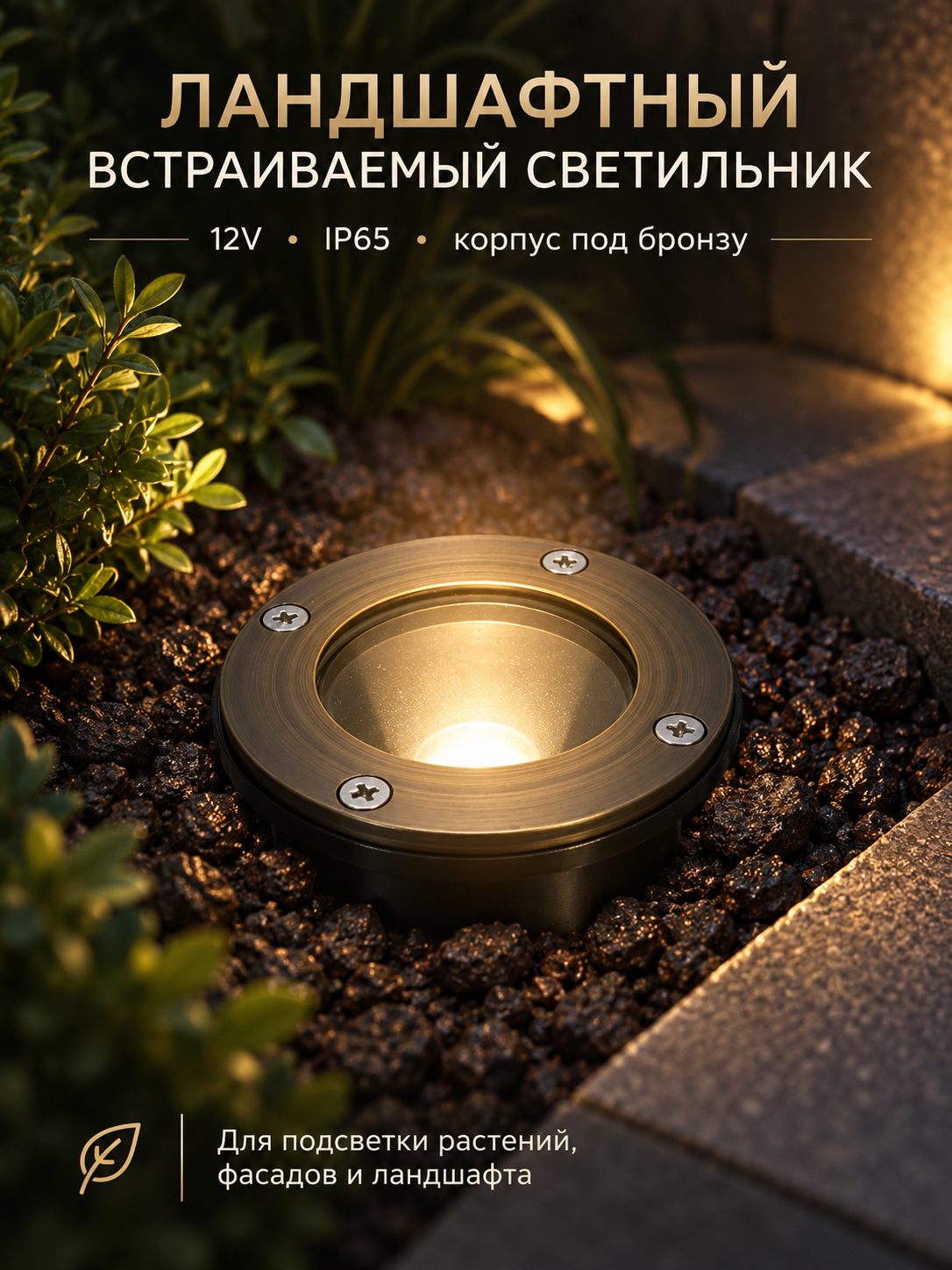 Светильник ландшафтный PROFTANDEM RGL-8800-BBR, цоколь GU5.3, IP60, мощность 60Вт