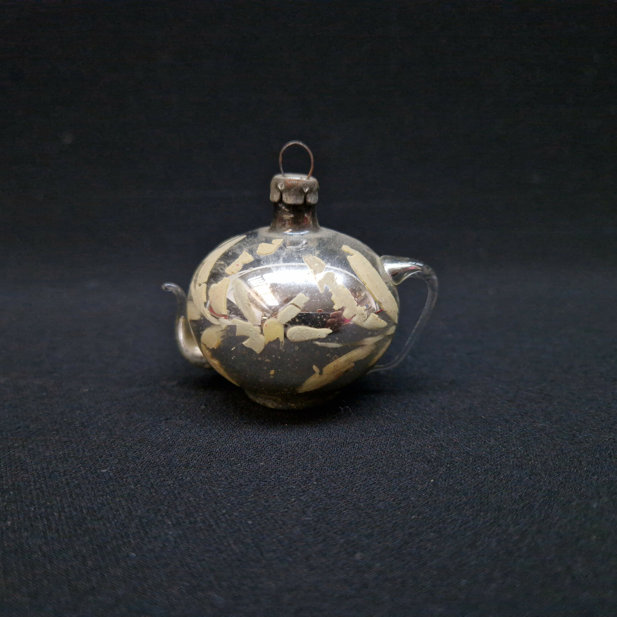 Елочная игрушка винтажная, СССР. Стеклянный шар с ручной росписью