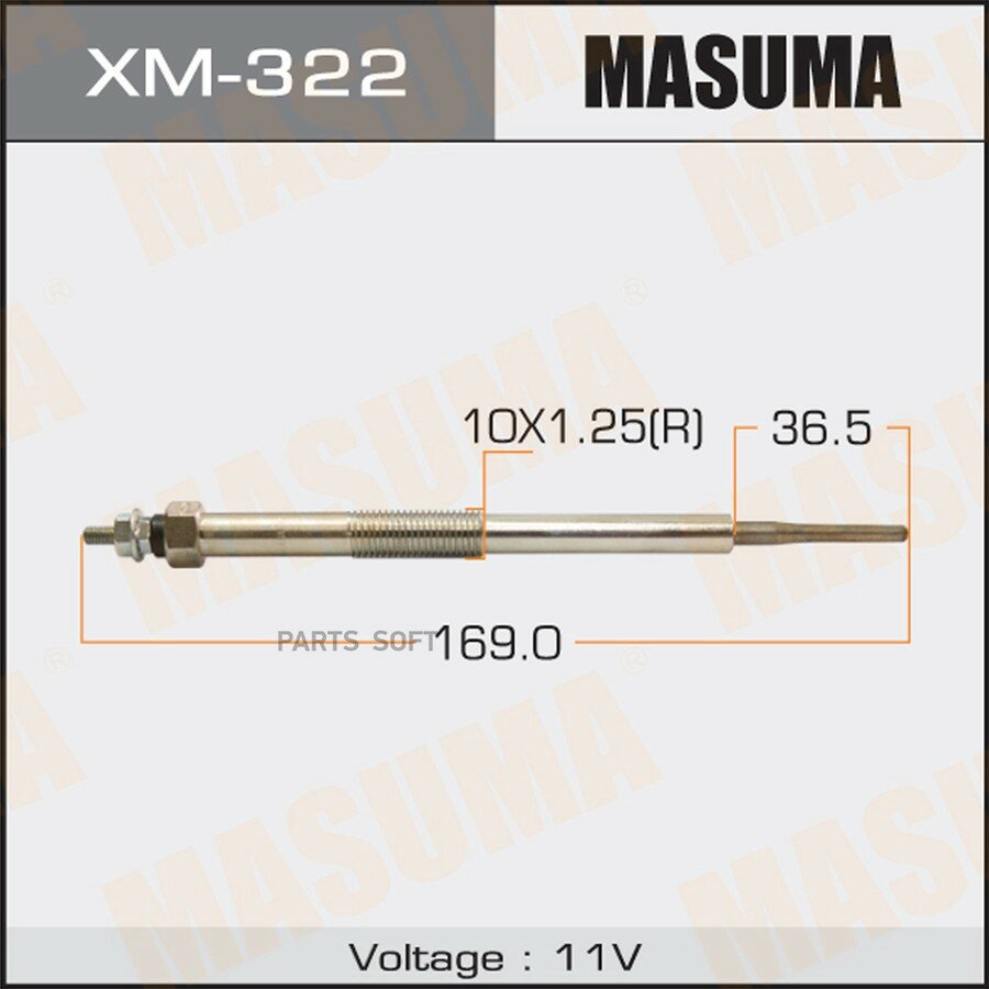 Свеча накала Masuma XM322 Mitsubishi 4M41/PM-168.11V DI Masuma MASUMA XM322 | цена за 1 шт