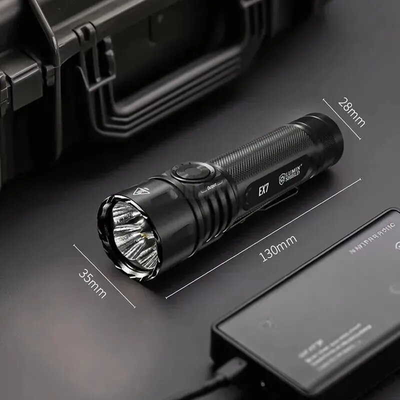 Фонарь-прожектор EX7, Фонарь ручной EX7, 6000 лм, 4 светодиода, USB-C, IP68, магнитный хвост, луча — фото 1