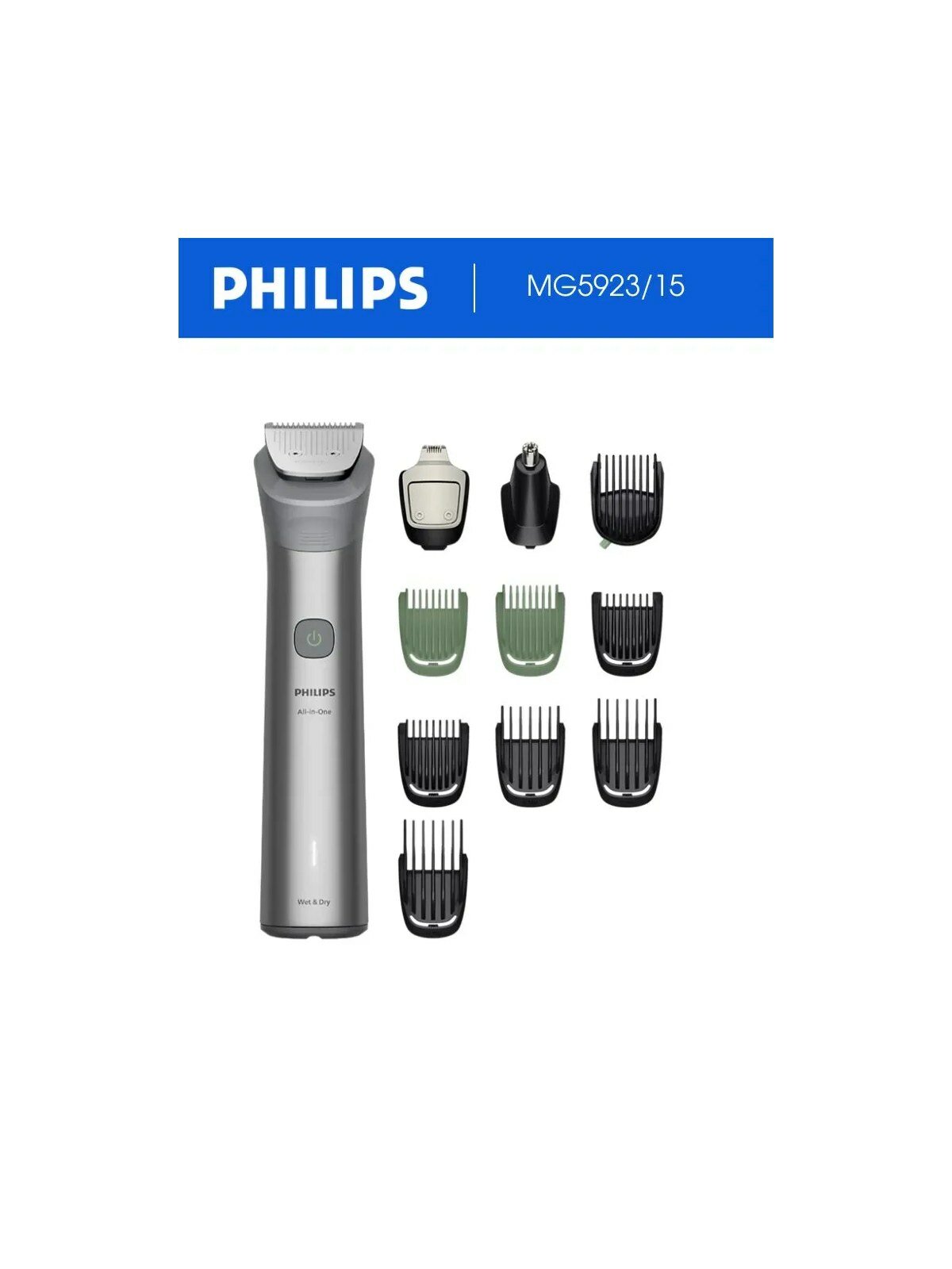 Универсальный мужской триммер Philips 5000 Series 11-в-1 для лица, волос и тела с технологией BeardSense MG5923/15