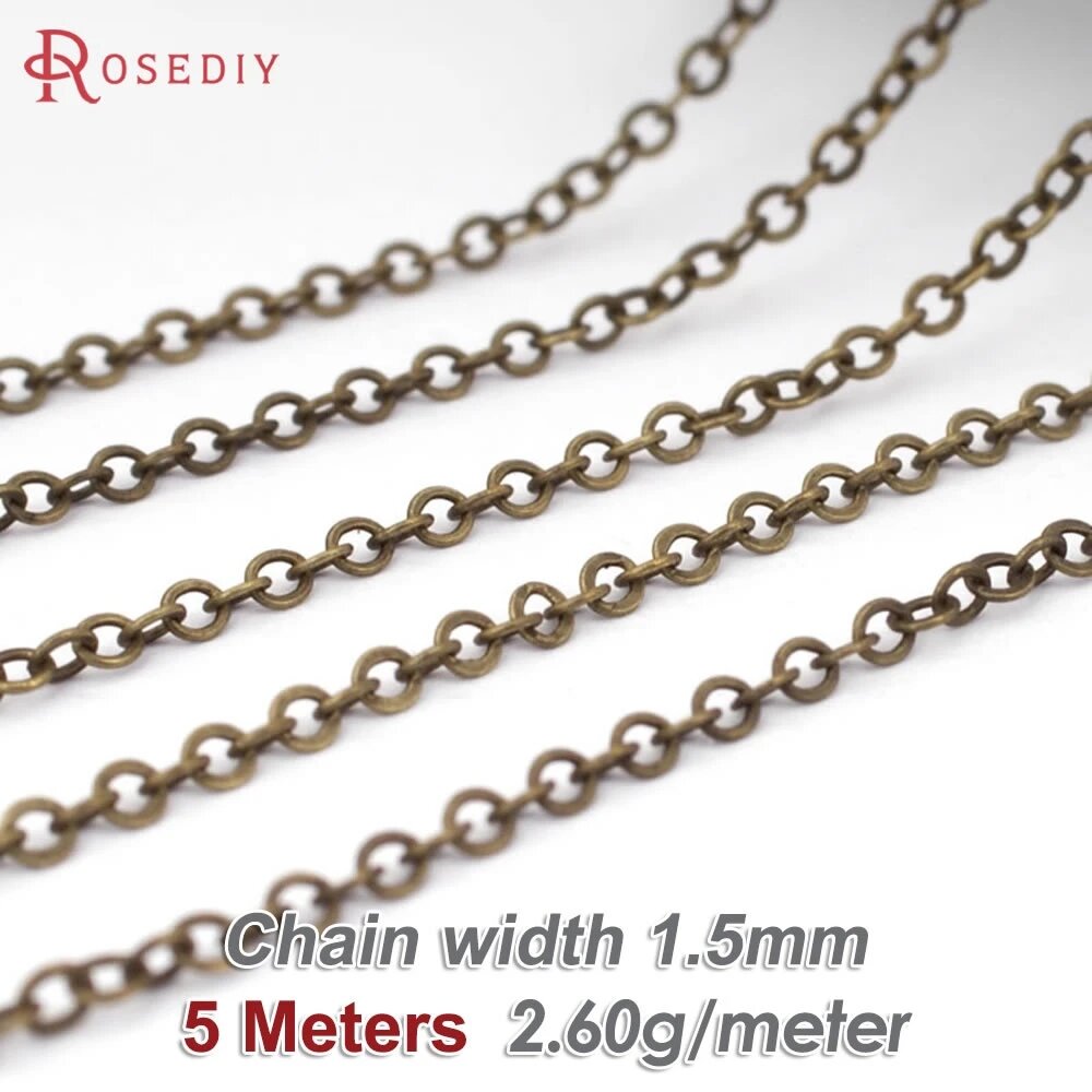 Медные плоские овальные цепочки Rosediy 20342-Antique Bronze