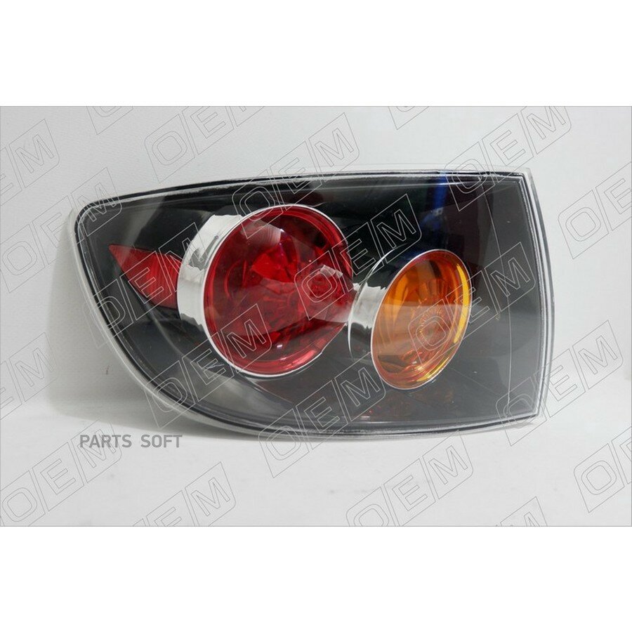 Фонарь левый внешний Mazda 3 1 BK седан, 2005-2006, желтый повторитель, черный от официального дистрибьютора, OEM, артикул OEM0285FONL