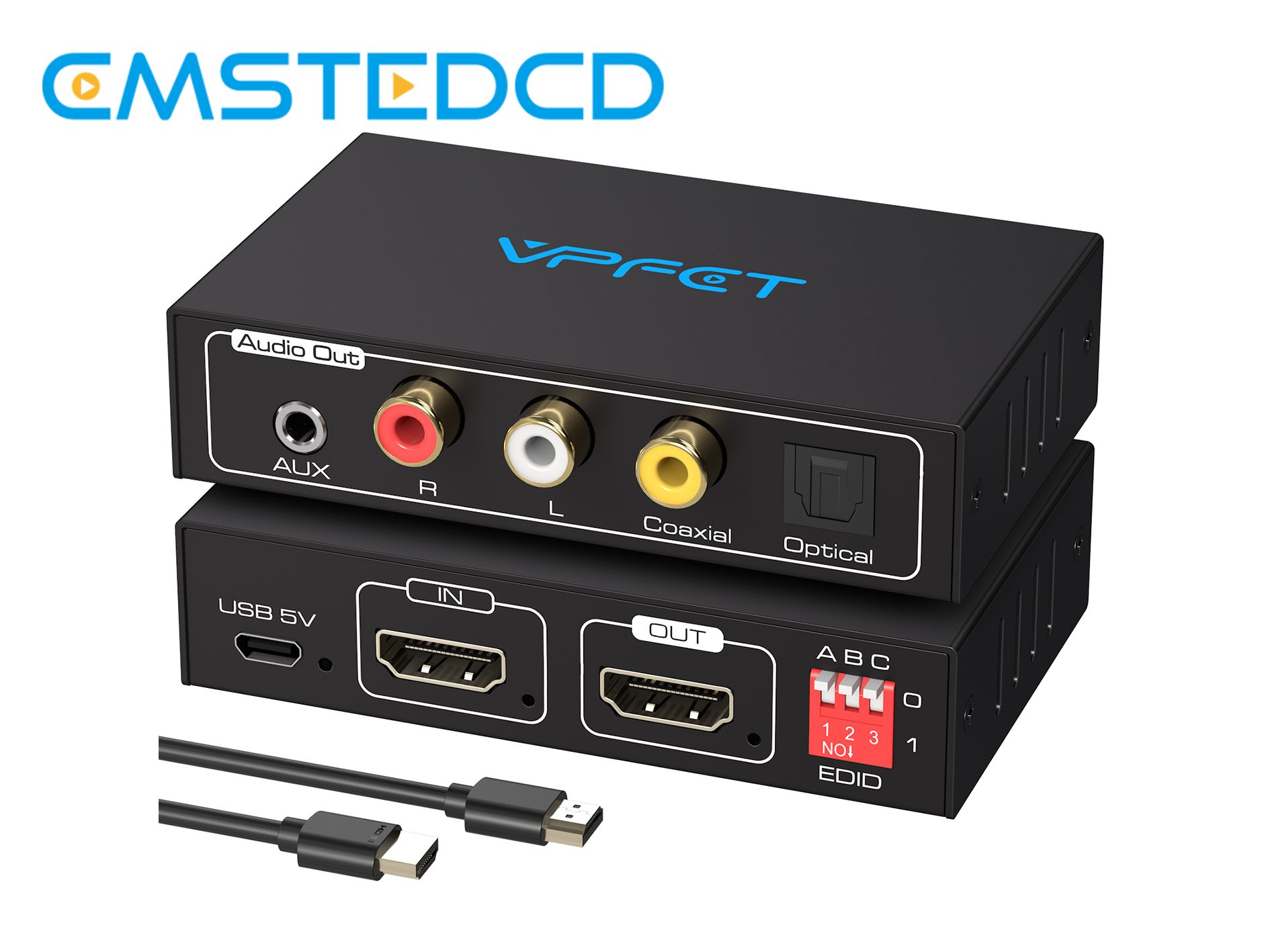 HDMI-аудиоэкстрактор 4K 60 Гц с 8 режимами EDID, DTS 5.1, Toslink, коаксиальным S/PDIF и AUX 3,5 мм