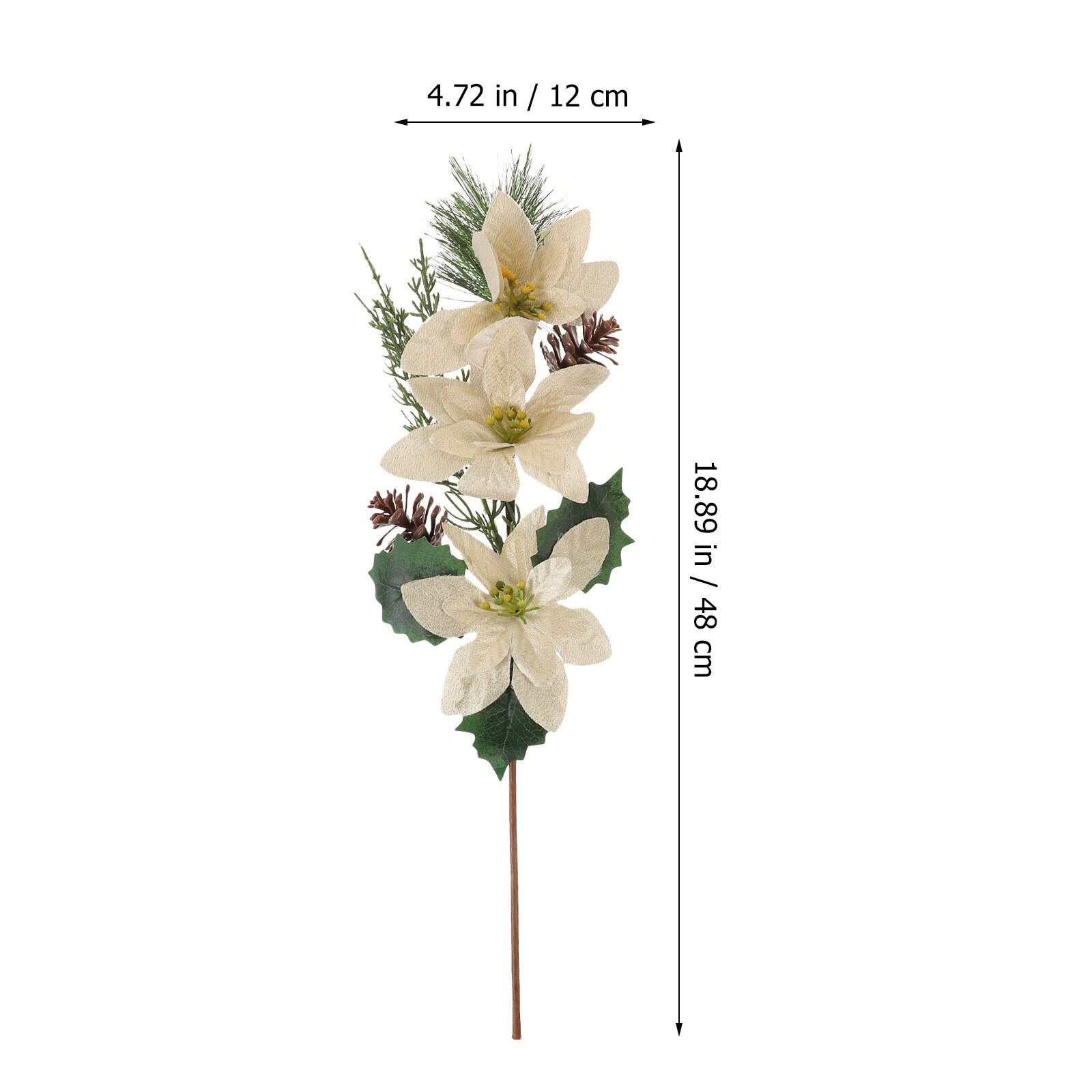 2 Штуки Реалистичные Цветы Праздничные Веточки Золотой 48X12CM Для Украшения Дома На Рождество
