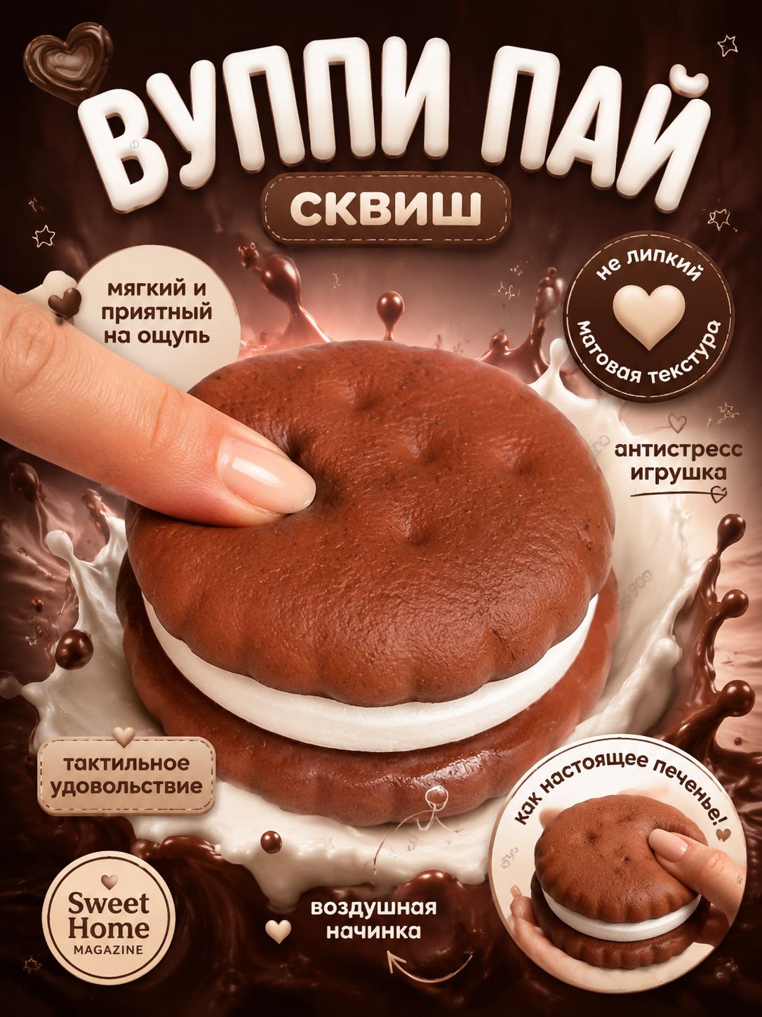 Сквиш Вуппи Пай антистресс печенька мялка выпечка