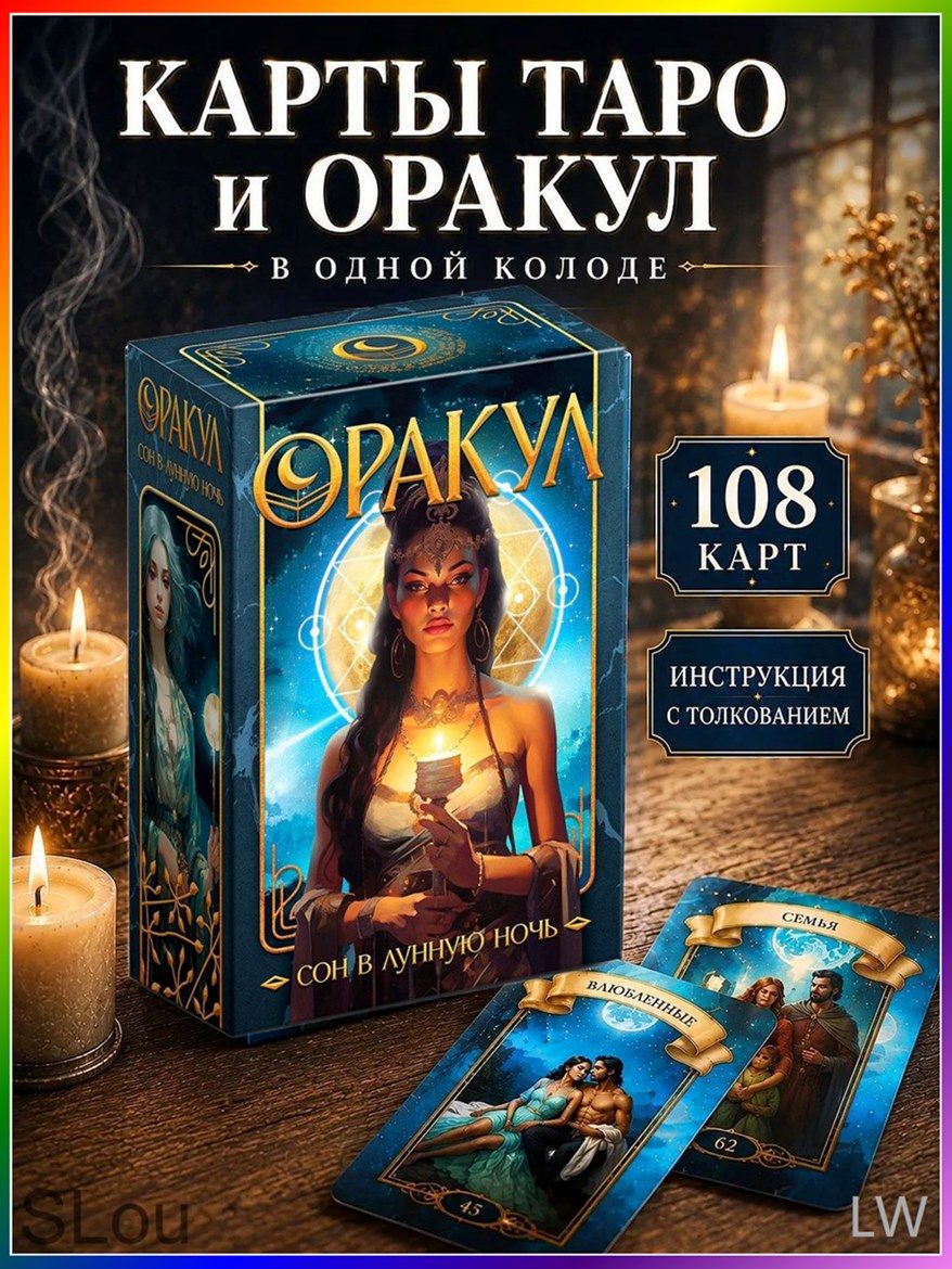 Карты Таро и Оракул «Сон в лунную ночь», 108 карт, инструкция с толкованием, русскоязычная колода