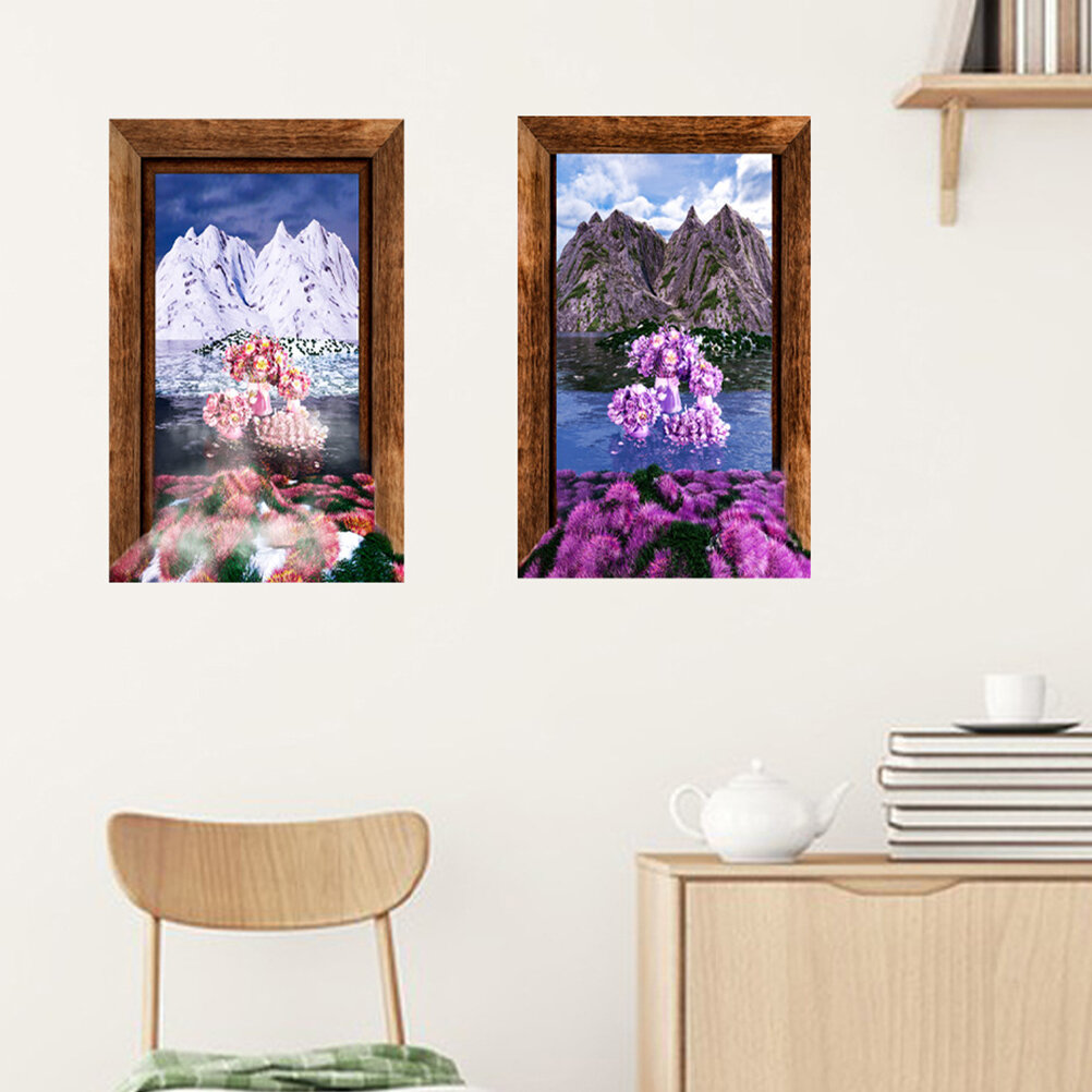 2 Наклейки На Стену Горы И Окна Съемные Декоративные 60X39X0 1Cm