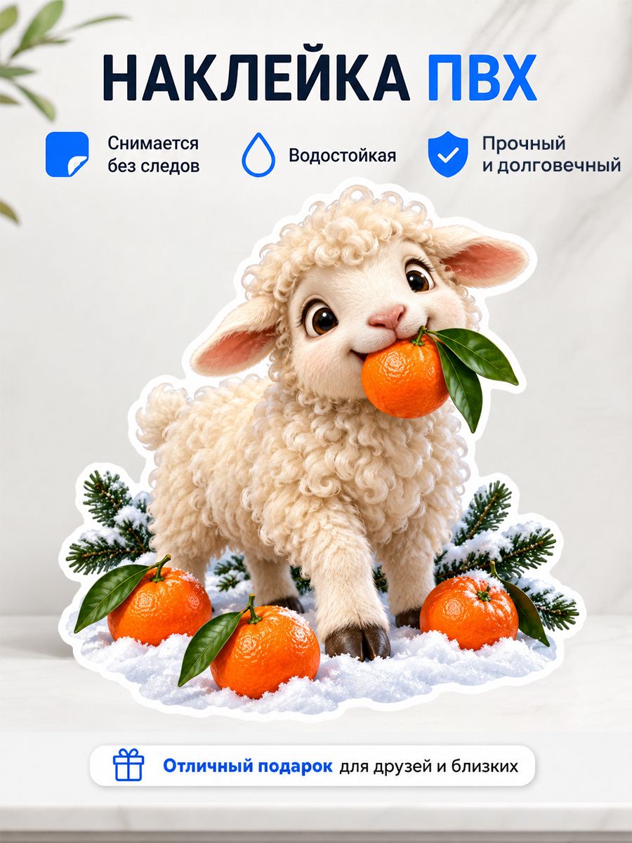 Интерьерные наклейки на холодильник и окна новогодние праздничные 30 см