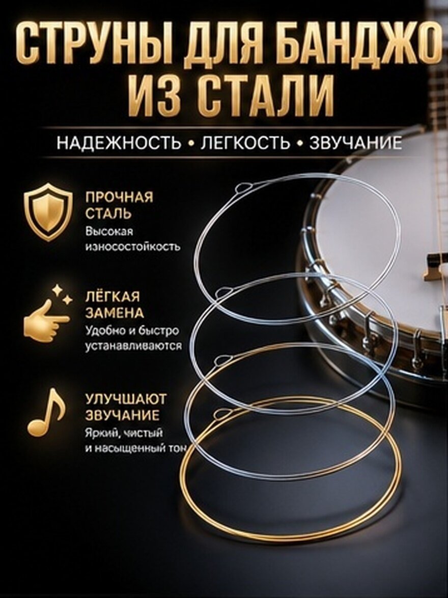 1 Набор Прочных Струн Для Банжо Замена Струн Профессиональные Струны Для Банжо 90x0 1 Cm Silver