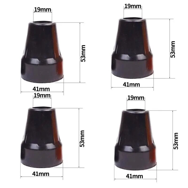 Нескользящие наконечники для треккинговых палок 2/4 шт. Черный, Black 19mm 4pcs