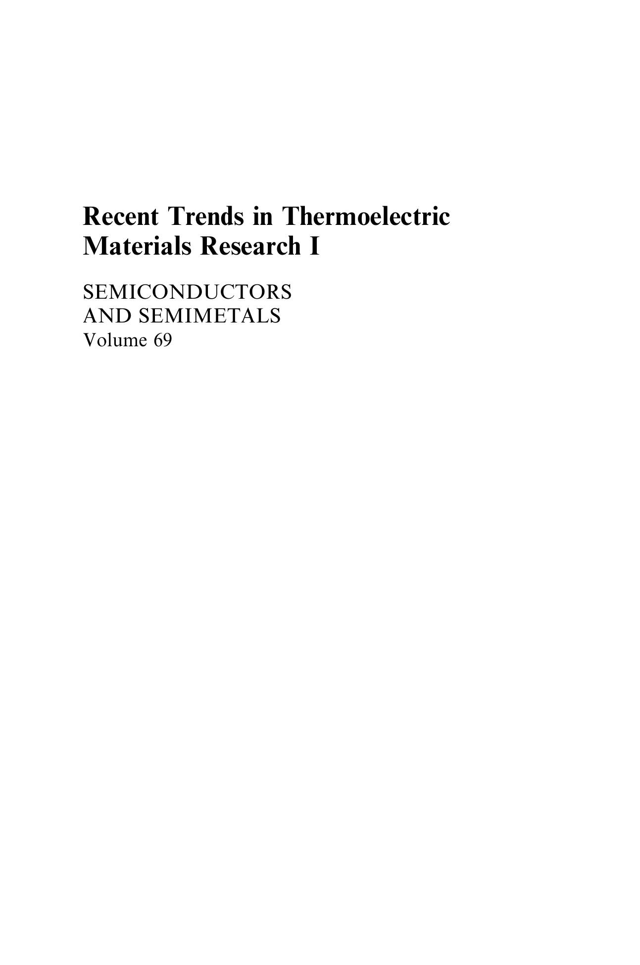 Semiconductors and Semimetals. Volume 69, Recent Trends in Thermoelectric Materials Research, Part 1 (Semiconductors and Semimetals) | Terry M. Tritt… — фото 1