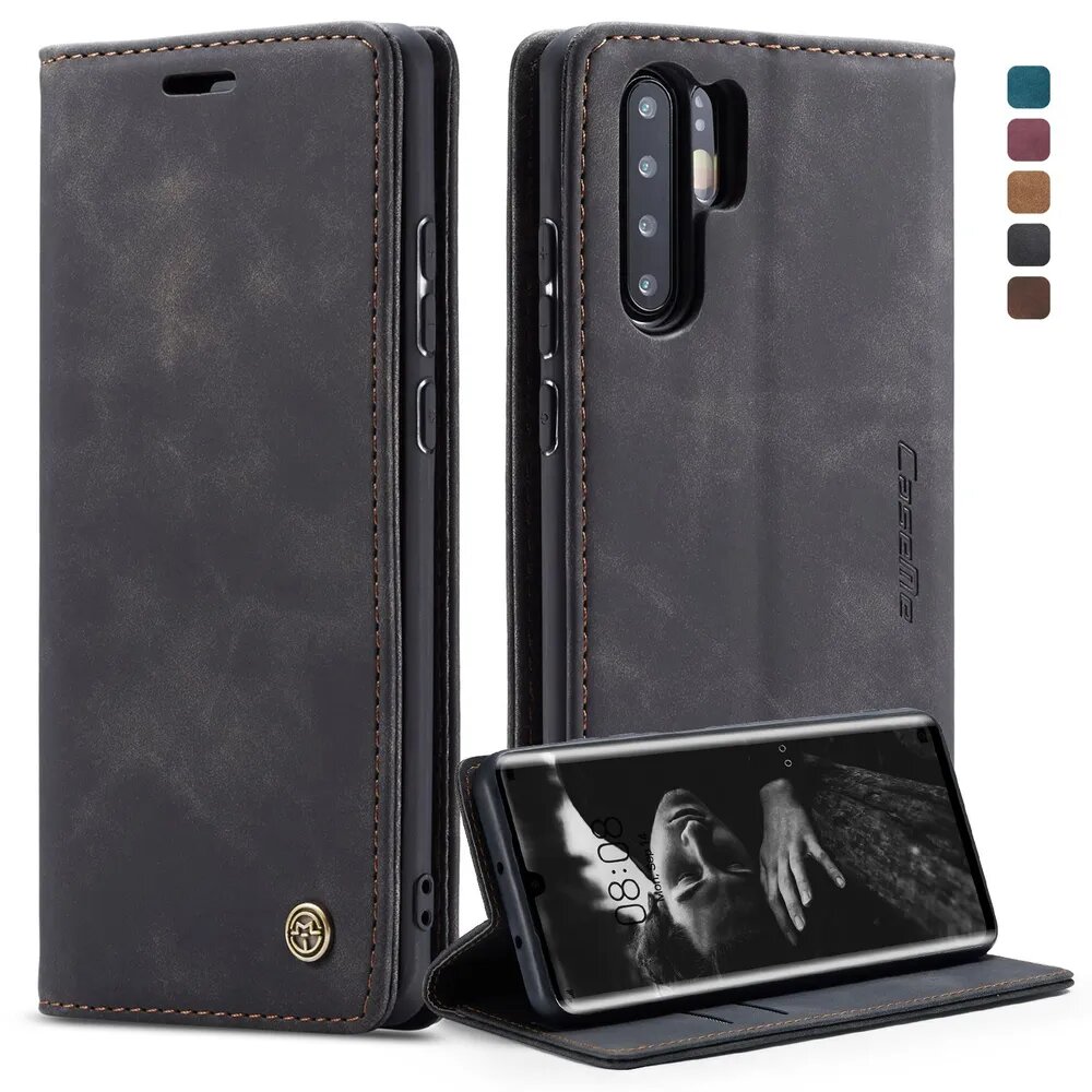 CaseMe Кожаный чехол для Huawei P30 Pro / Хуавей П30 Про с визитницей из экокожи