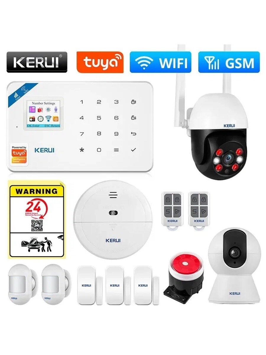 Охранная сигнализация KERUI W181 Tuya Wi-Fi , Внутренние и внешние IP камеры масштабируемая Безопасность системы сигнализаци