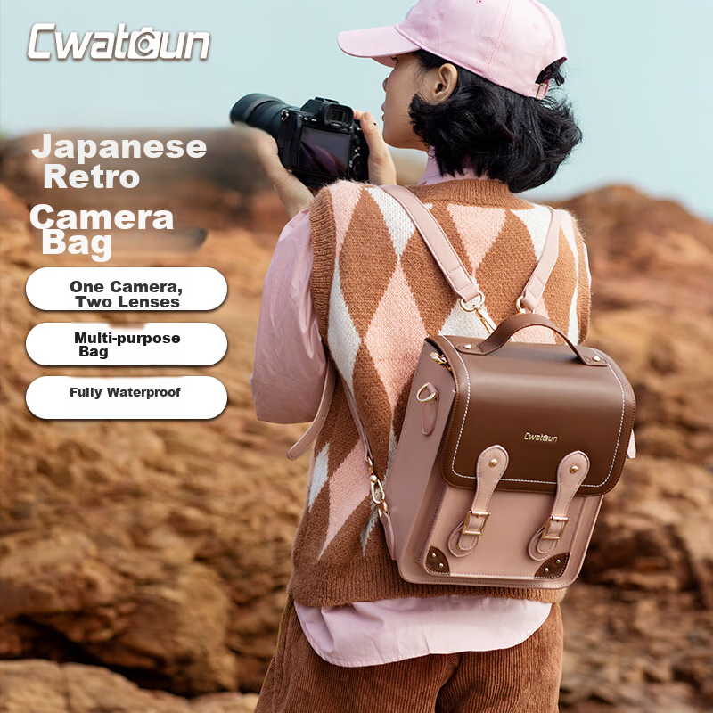 CWATCUN Винтажный стильный рюкзак для фотоаппаратов женский одиночный плечевой антиударный чехол под зеркальные и
