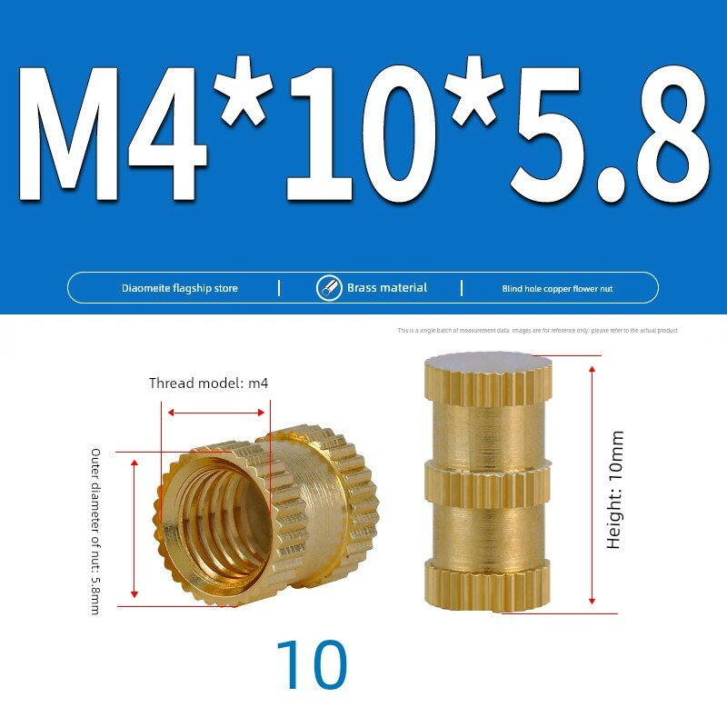 Слепой отверстие медный шестигранный гайка M4x10x5.8 двойной паз (10 штук) для тяжелого оборудования