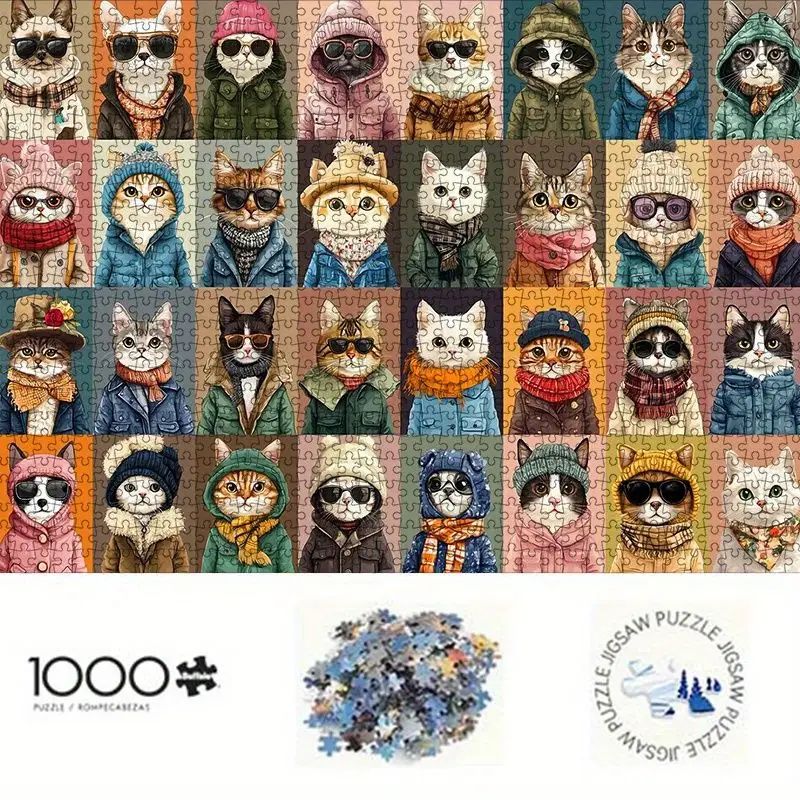 Пазлы для взрослых на 1000 , 50х70см, подарочный набор/ "кошка"