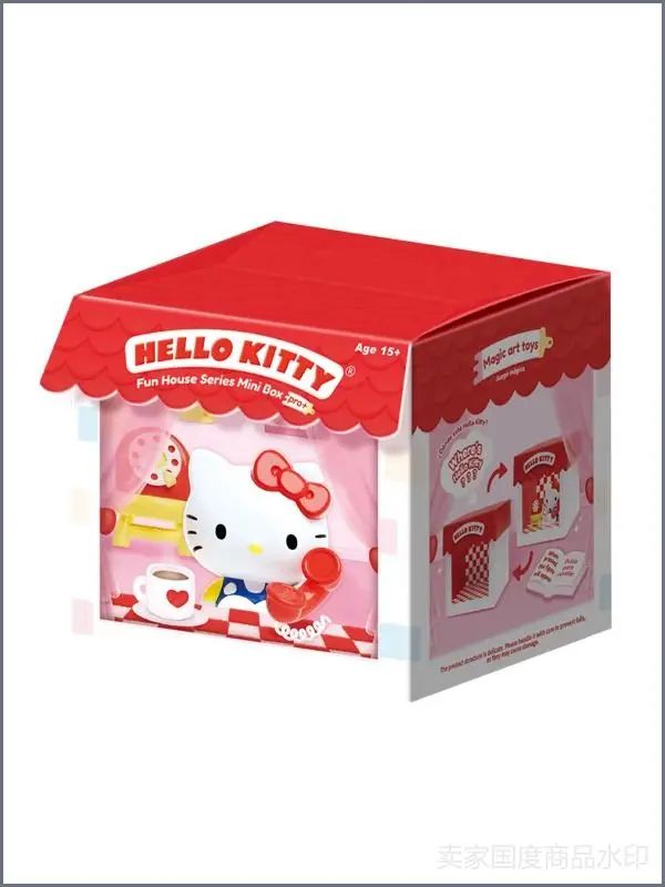 Коллекционная мини-диорама Hello Kitty серия "Маленькие сценки", сюрприз-бокс с домиком-витриной Sanrio, миниатюрная сцена с Хеллоу Китти