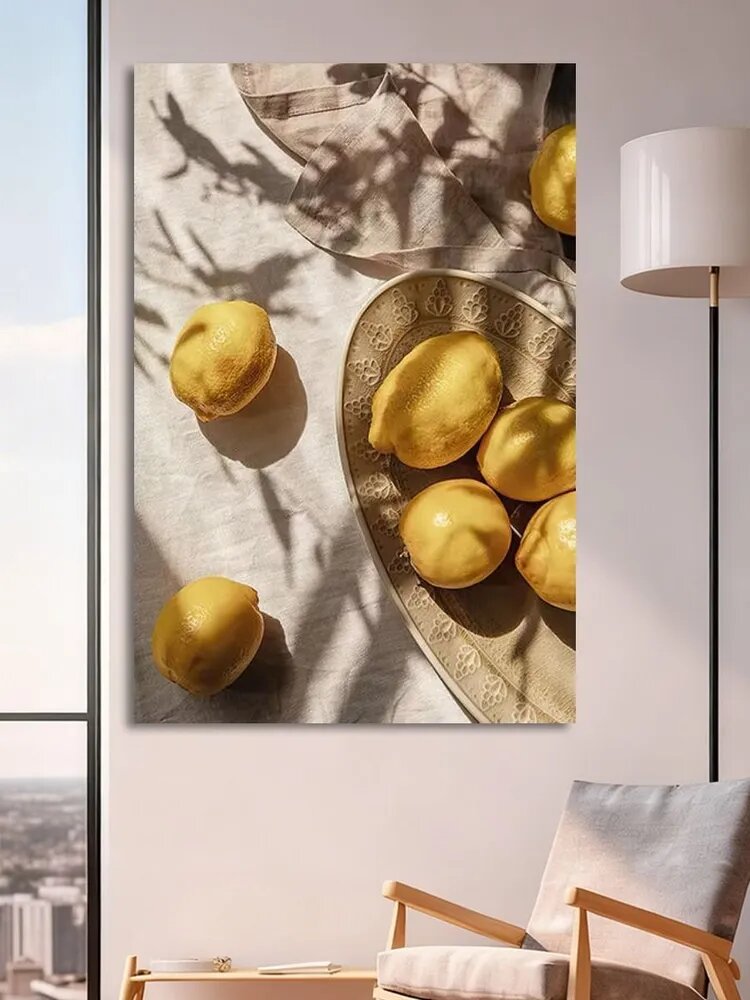 Картина "Холстная картина с лимонами, 50 * 75" 50x75 см