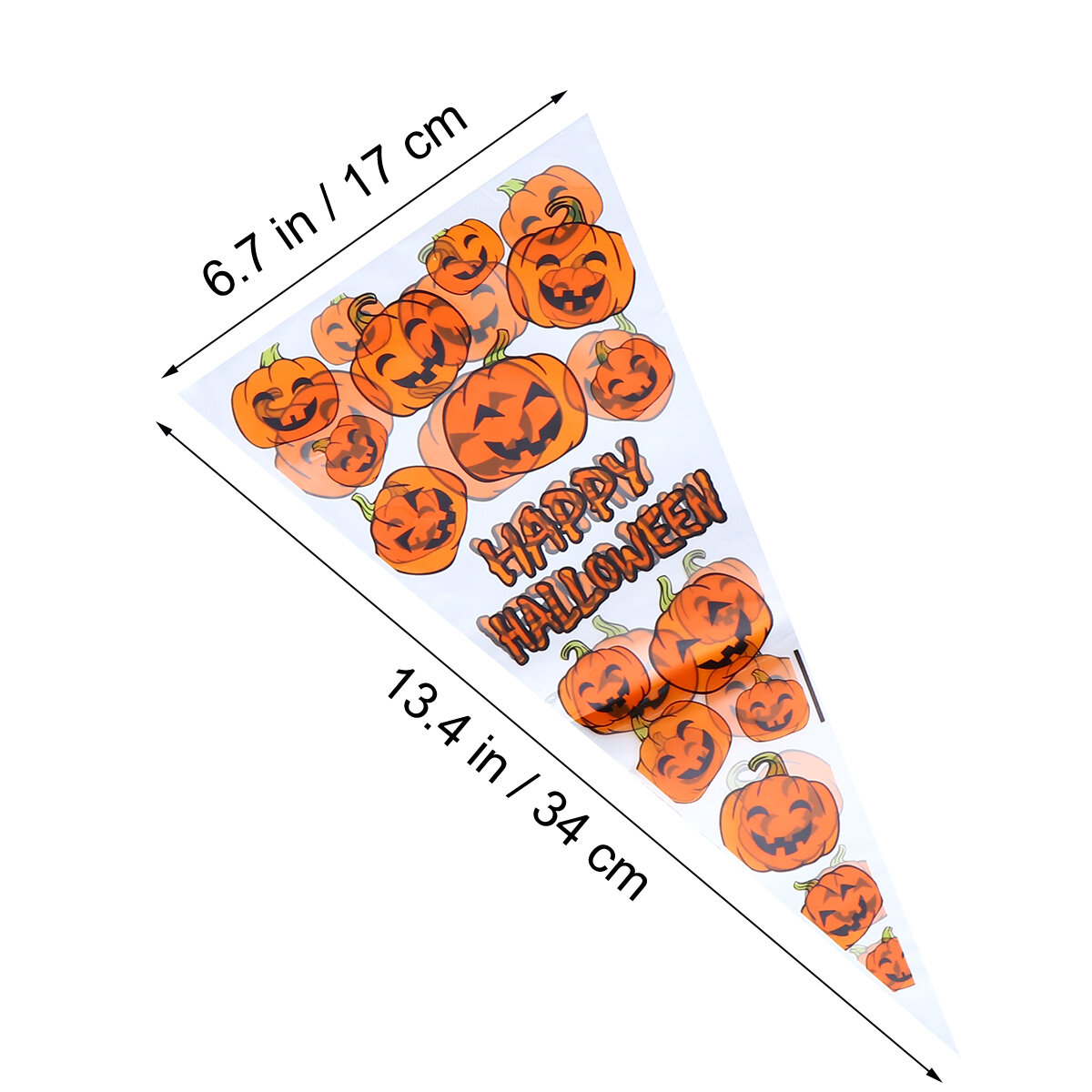 100 Штук Оранжевые Halloween Конусообразные Мешочки Для Конфет 34*17 См