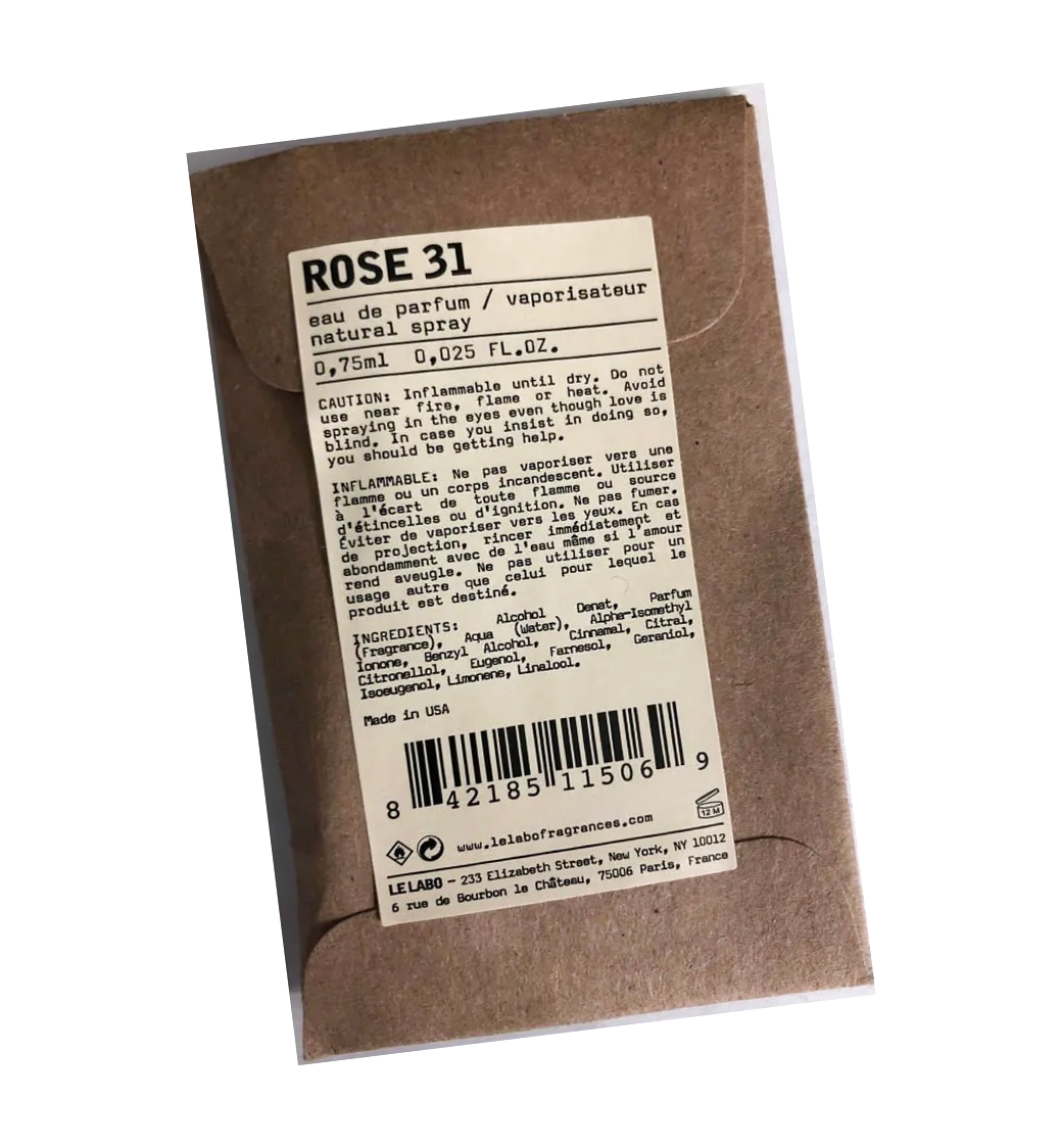 Пробник Le Labo Rose 31 0.75 / Парфюмерная вода Ле Лабо Роза 31 миниатюра